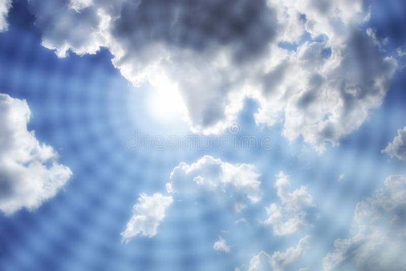 Sun Rays from Clouds Blue Sky Radial Rays Stock Photo - Image of ...