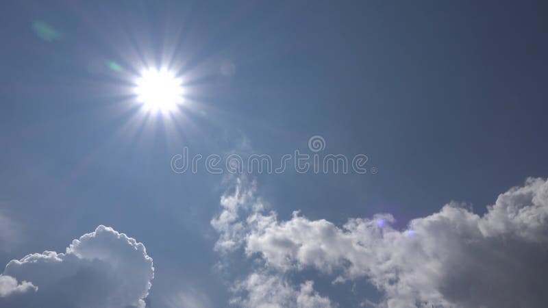 Sun Rays in Clouds, Dramatic Sunset, Sunrise on Blue Sky, Puffy Cloudy ...