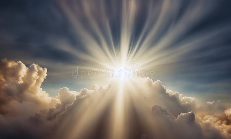 Sun Rays through Clouds, Heavenly Light Stock Illustration ...