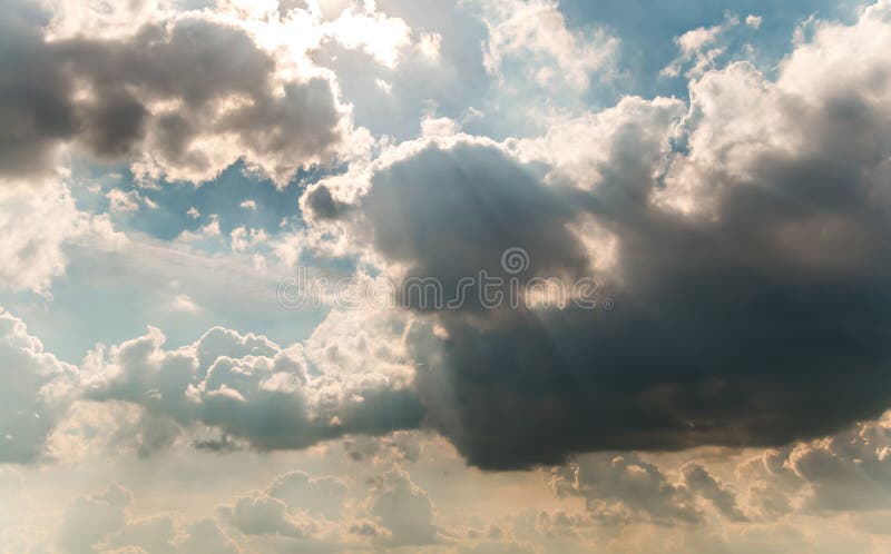 Sun rays and clouds stock photo. Image of scenery, view - 99535022