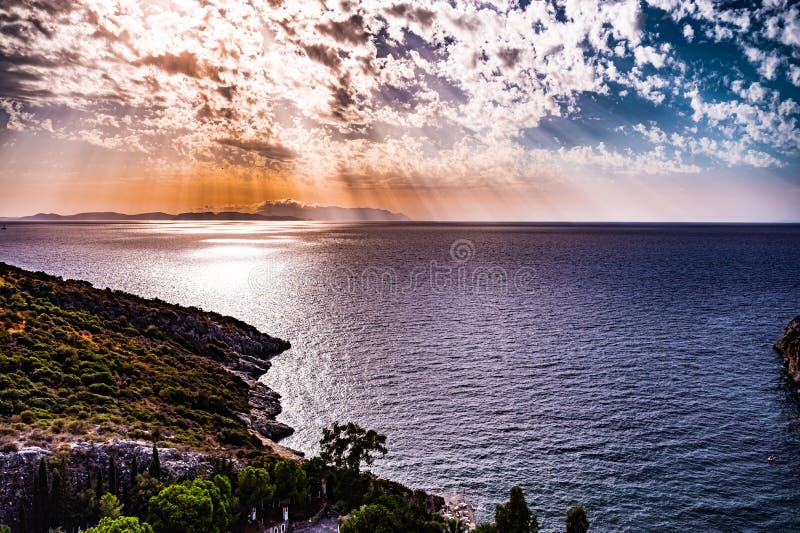 Sun Rays through the Clouds Stock Image - Image of beams, honeymoon ...