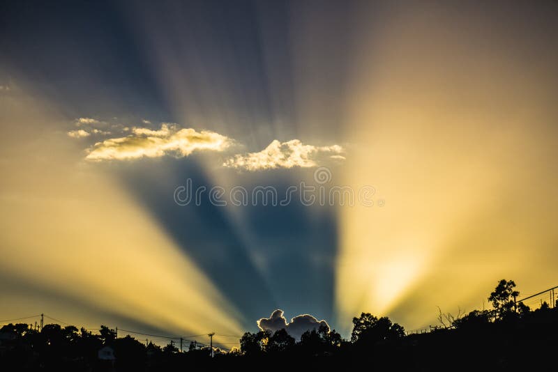 Sun Rays Coming through Clouds Stock Photo - Image of sunburst, shining ...