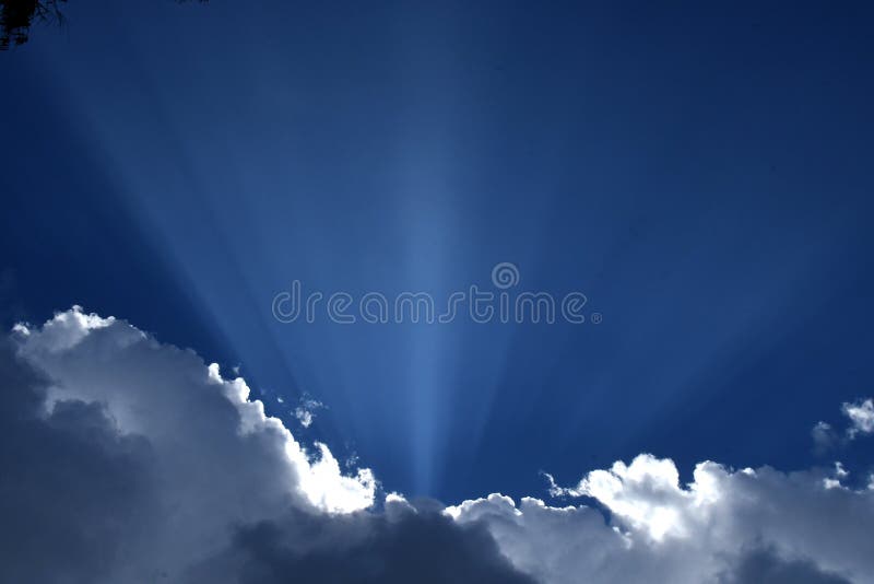 Sun Rays Coming Out of Clouds Stock Image - Image of silver, blue ...