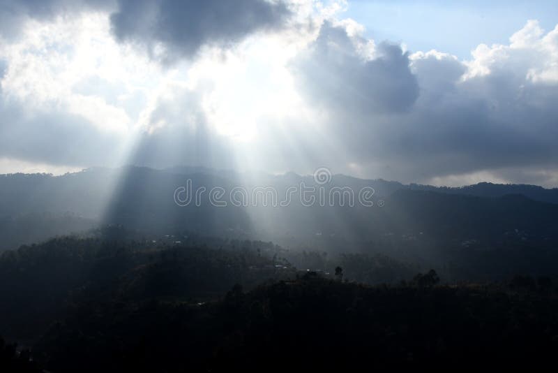 Sun Rays Coming Out of Clouds Stock Photo - Image of white, silver ...