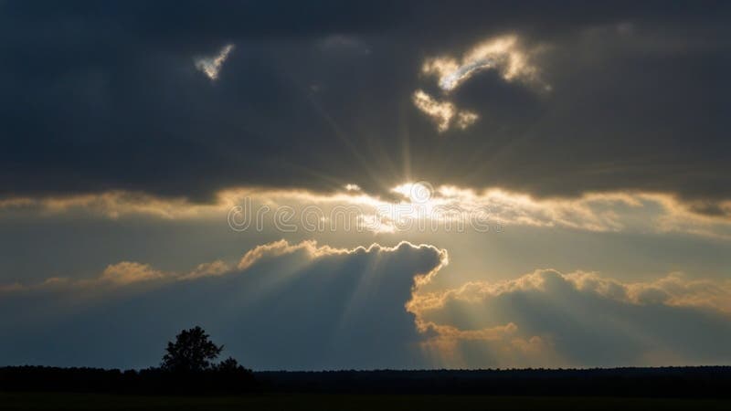 Sun Rays Coming Out from between the Clouds in the Sky Generated by Ai ...