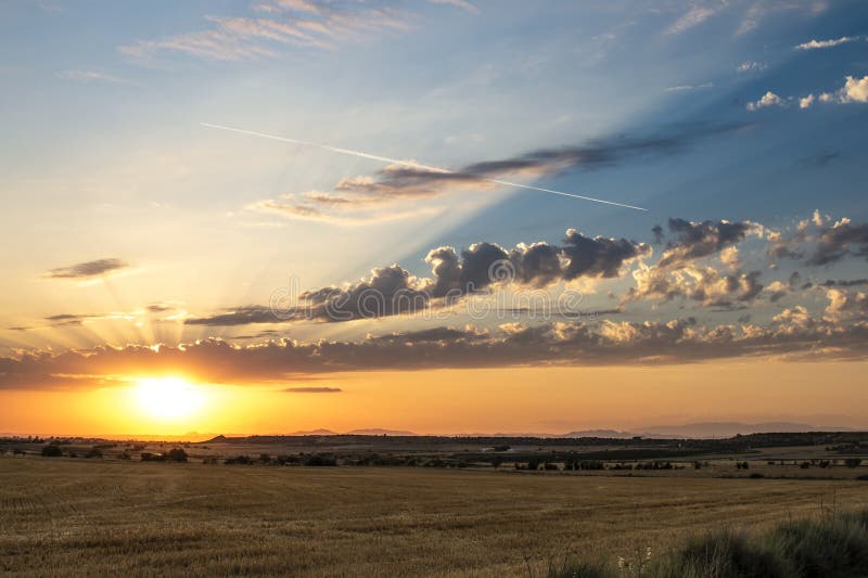 Sun Rays Illuminating the Sky and Clouds. Stock Image - Image of ...