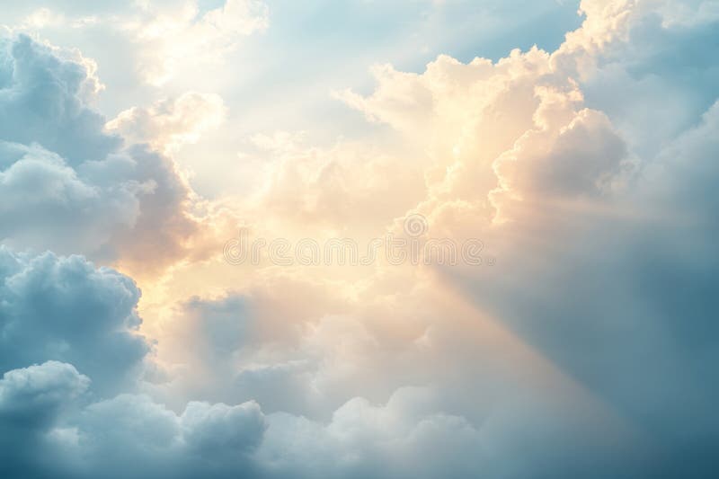 Sun Rays Dance Across the Sunset Sky, Casting Orange and Blue Clouds ...