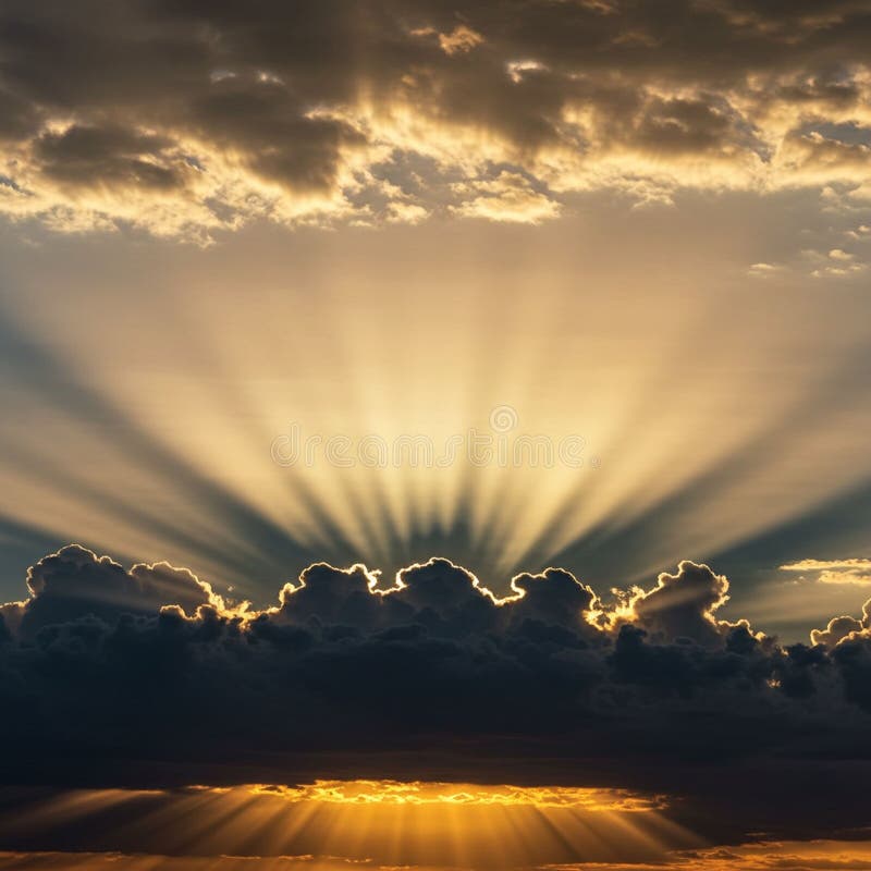 Sun Rays Dramatically Burst through Dark Clouds, Creating a Striking ...