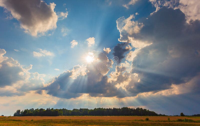 Sun Rays Emerging through Fluffy Clouds, Trust and Hope, Heaven Stock ...
