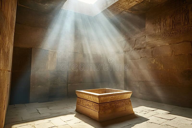 Sunbeams Illuminating Ancient Egyptian Offering Table in a Temple Stock ...