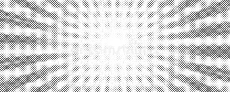 Sun Rays Halftone Background. White and Grey Radial Abstract Comic ...