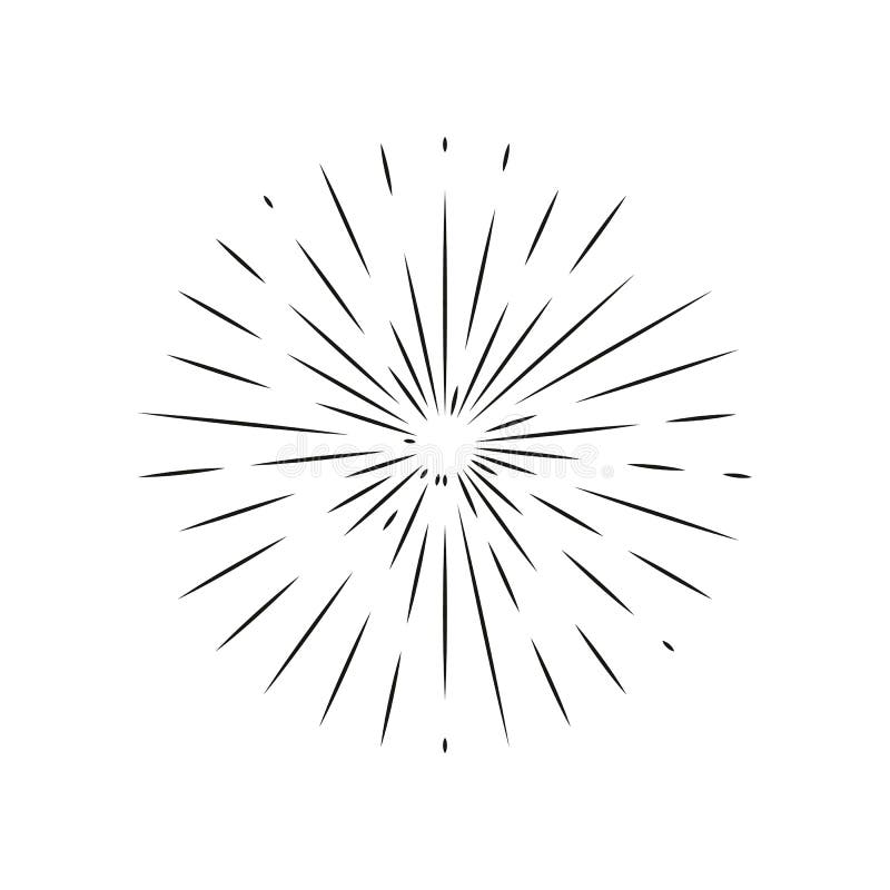 Sun Rays Hand Drawn, Linear Drawing. Stock Vector - Illustration of ...