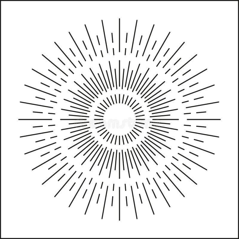 Sun Rays Hand Drawn Linear Drawing Background Vector Illustration