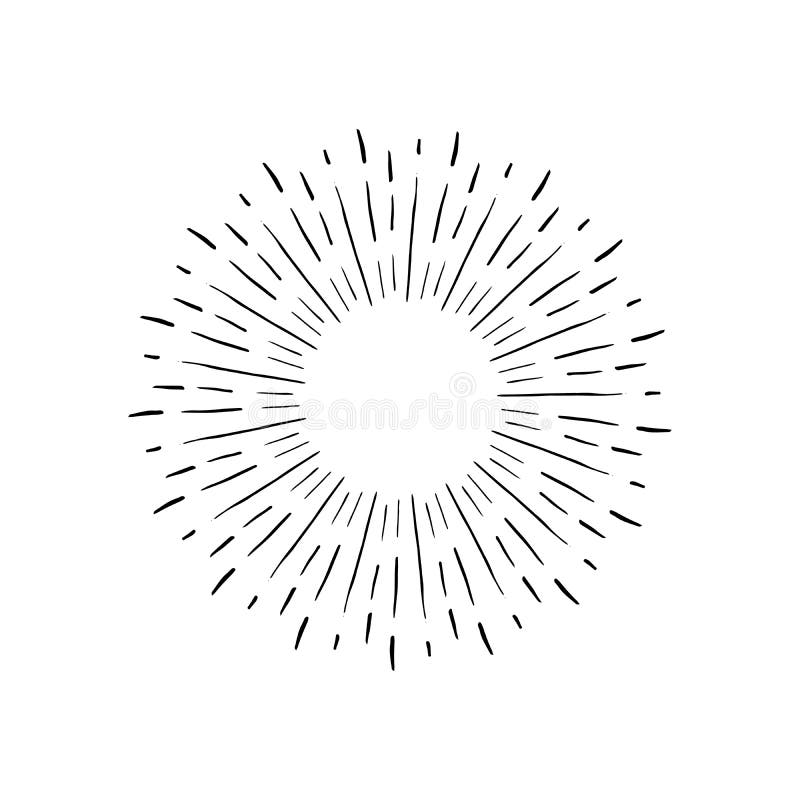 Sun Rays Hand Drawn Linear Drawing Stock Vector Illustration Of