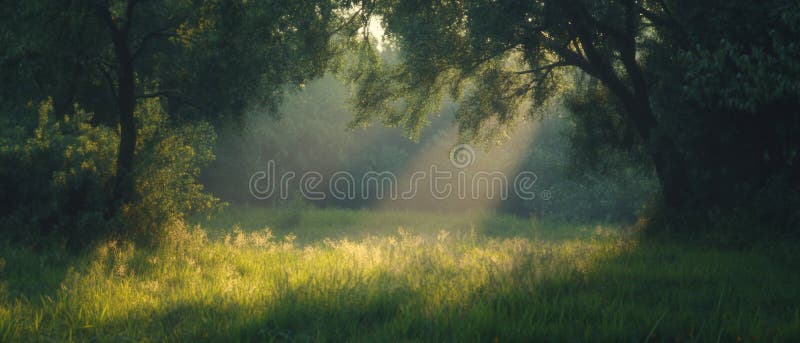 Sun Rays Illuminate a Fresh, Bright Landscape Following a Rain Shower ...