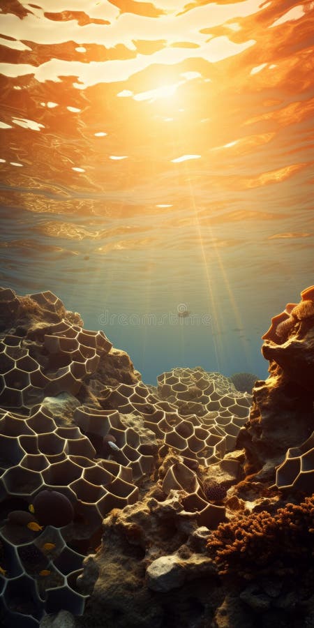 Captivating Reef: Sunlit Coral Tissue in Geodesic Structures Stock ...
