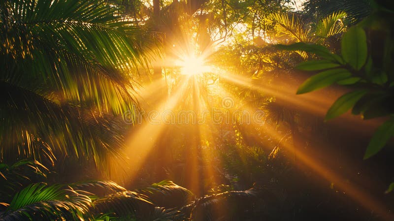 Sun Rays through Leaves Nature Background Image Stock Illustration ...