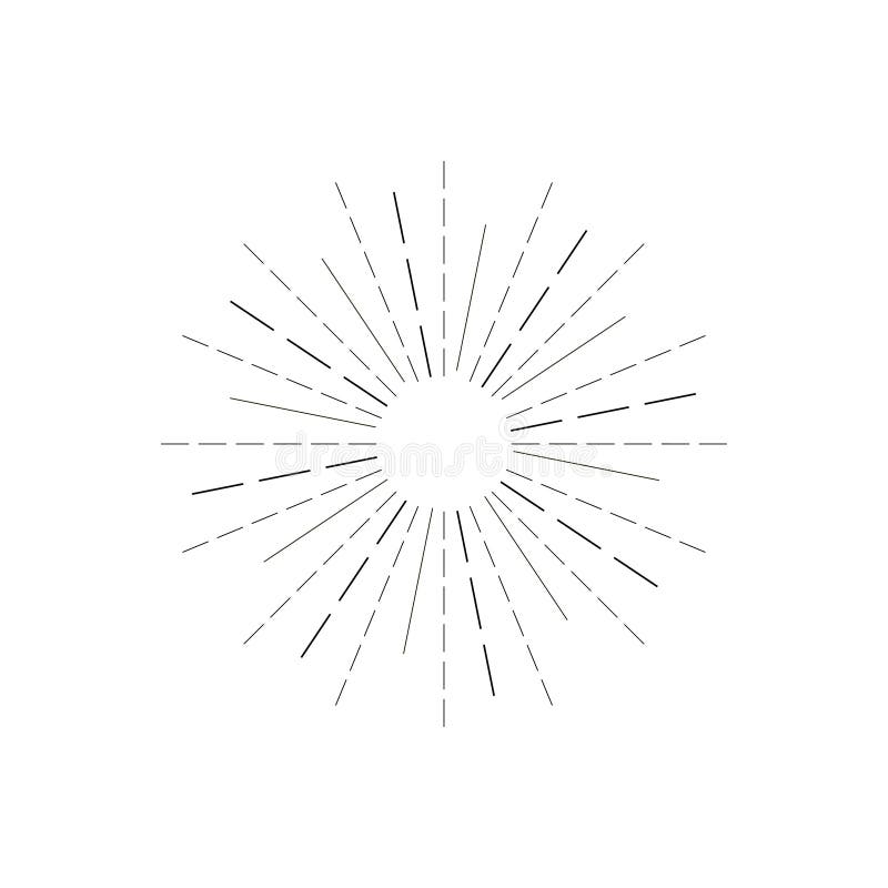 Sun Rays Hand Drawn, Linear Drawing on White Stock Illustration ...