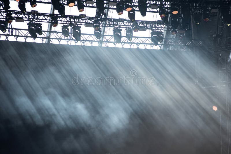 Sun Rays Light the Smoke on the Stage Stock Image - Image of ...