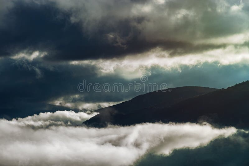 Sun Rays Lighting through the Clouds in High Pyrenees Stock Photo ...