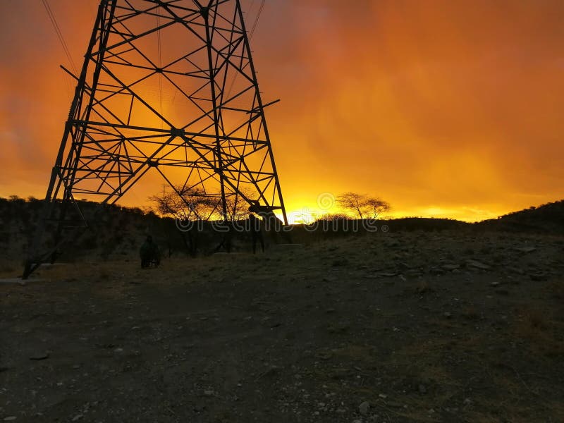 Sun rays like Veld Fire stock image. Image of dusk, veld - 202134931