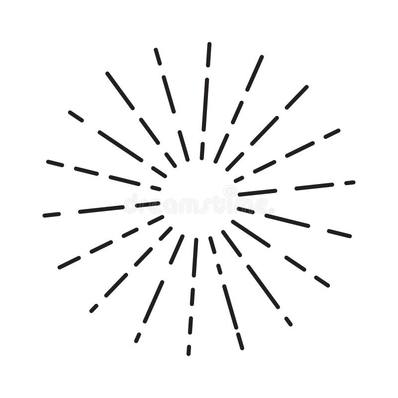 Sun Rays Linear Drawing. Isolated Burst Design Elements. Vector Vintage ...
