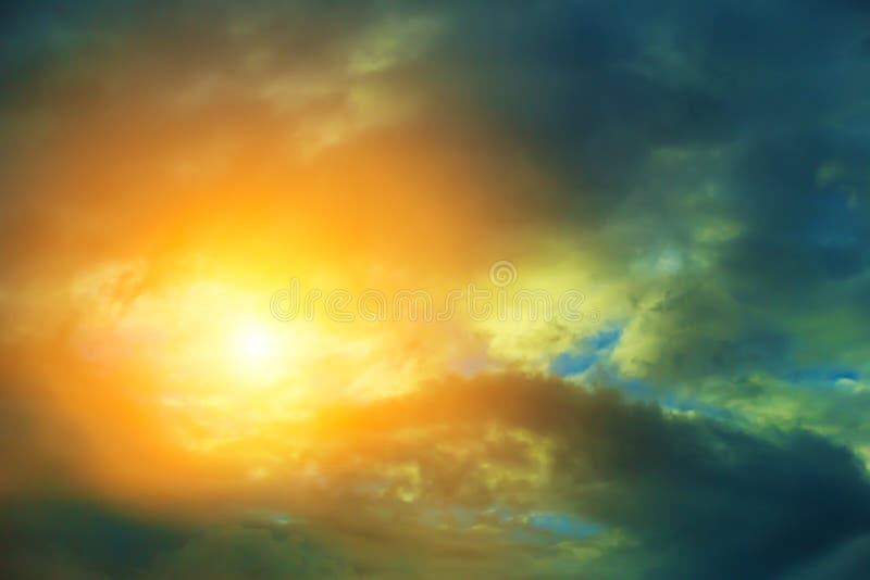 Sun Rays Look through Dark Clouds. Stock Photo - Image of heaven, rays ...
