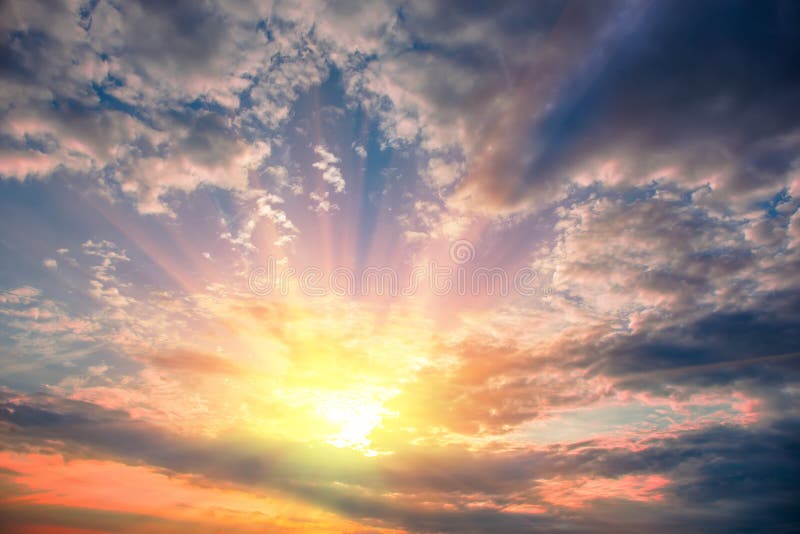 Sun Rays Look through Dark Clouds. Stock Image - Image of sunbeam ...
