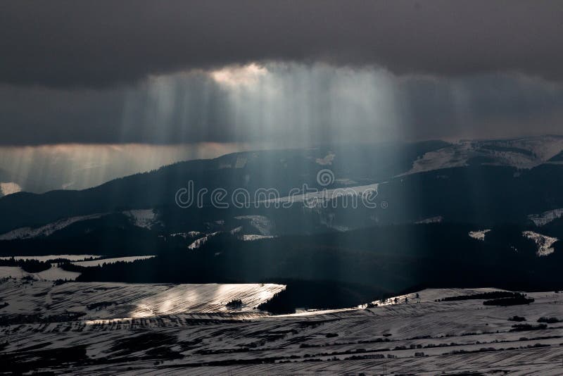 Sun rays on mouintains stock image. Image of slovakia - 47377287