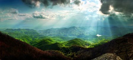 Sun Rays Mountain Landscape Stock Photo - Image of light, beautiful ...