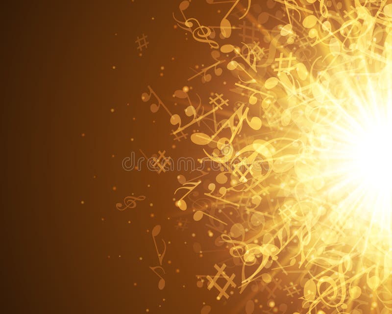Sun Rays from Musical Notes Vector Illustration. Bright Yellow Light ...
