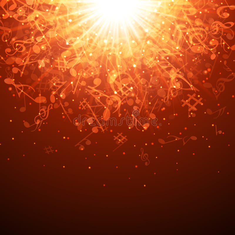 Sun Rays from Musical Notes Vector Illustration. Bright Yellow Light ...