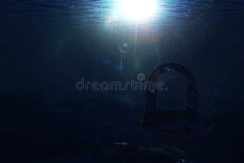 Sun Rays through Ocean Waves Stock Illustration - Illustration of blue ...