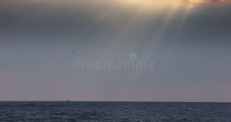 Sun Rays Over Dark Sea Waves, Scenic Ocean Beach Sunrise. Stock Video ...