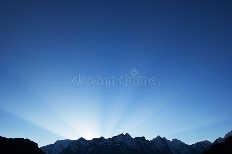 Sun Rays Over Mountains stock photo. Image of rays, sunrays - 86099224