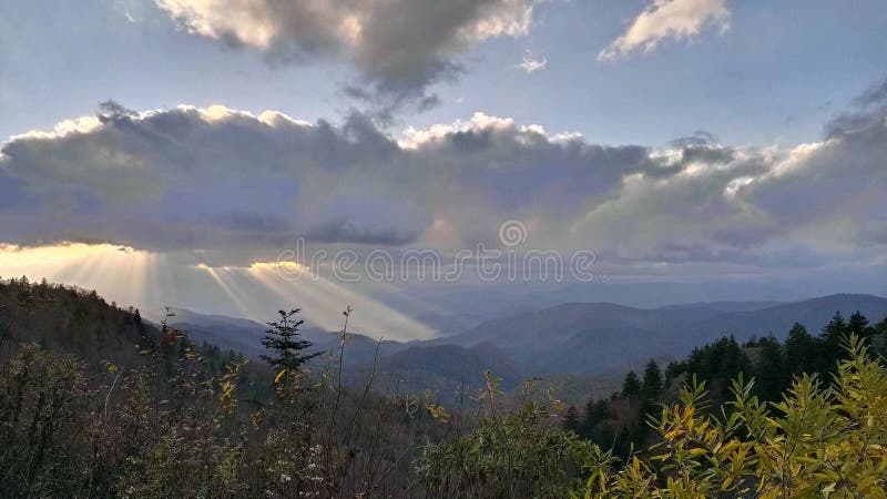 Sun Rays Over the Mountains Stock Image - Image of rays, smokey: 48953589