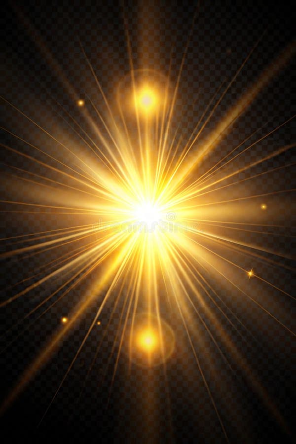 Sun Rays Overlay with Lens Flare on Black Background Stock Illustration ...