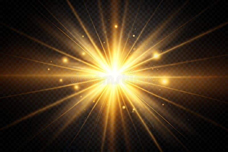 Sun Rays Overlay with Lens Flare Effect on Black Background Stock ...