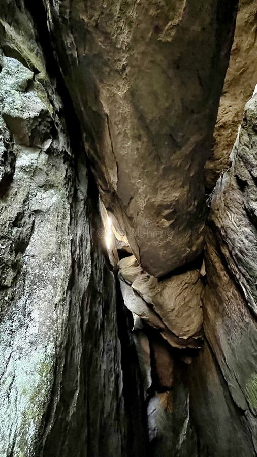 Sun Rays Pass through the Stones in a Cave. Poland Stock Photo - Image ...