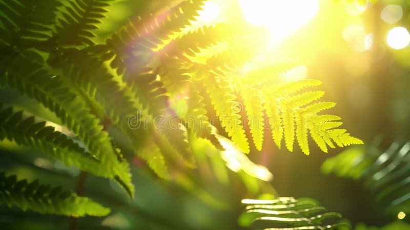 Sun Rays Peeking through the Leaves of a Fern Creating a Mesmerizing ...