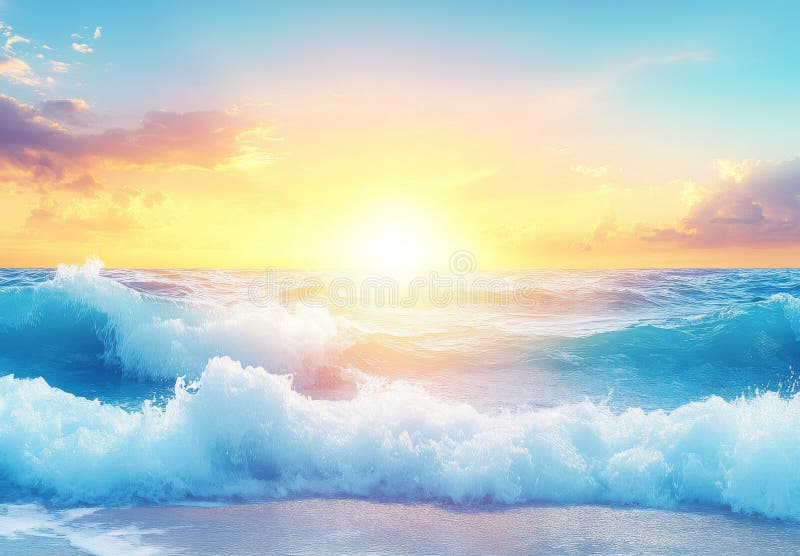 Sun Rays are Reflected by Ocean Waves during a Vibrant Sunset Stock ...