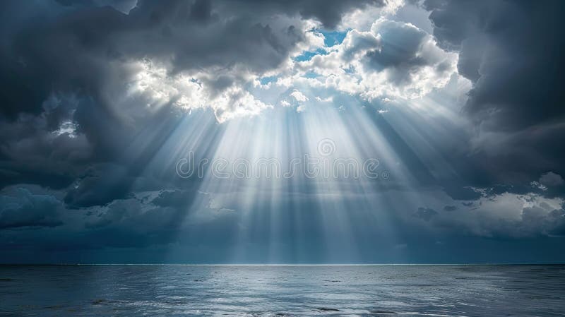 Sun Rays Reflecting Off Calm Ocean Surface. Stock Illustration ...