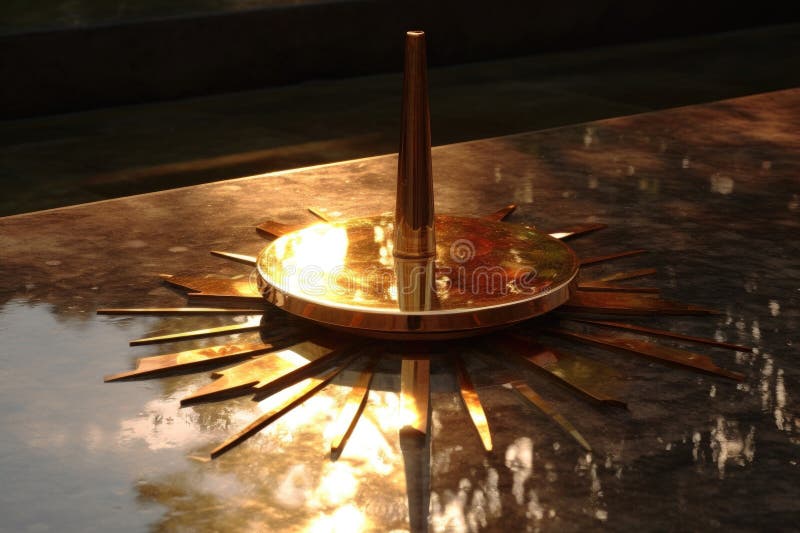 Sun Rays Reflecting Off a Metallic Sundial at 12 Pm Stock Illustration ...