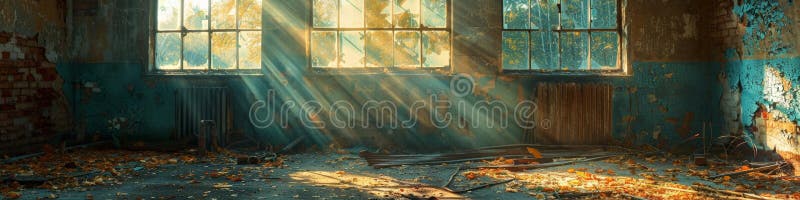Sun Rays Shine into Empty Structure through Window Panes Stock Photo ...