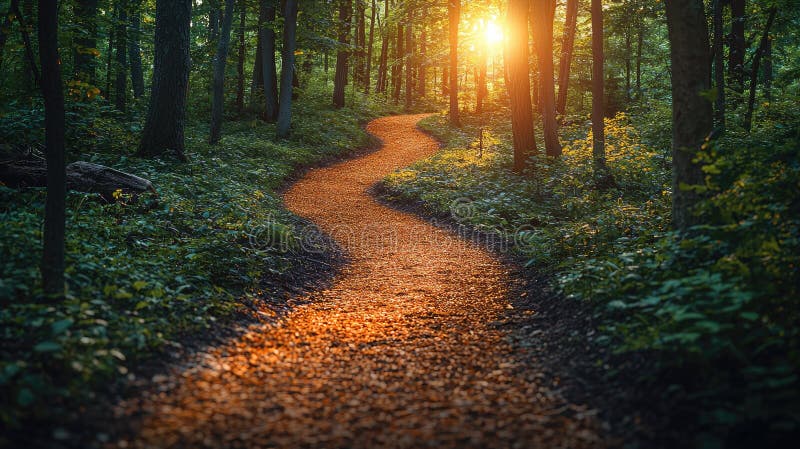 Sun Rays Shine through Trees in a Forest Illuminating a Path Ahead ...