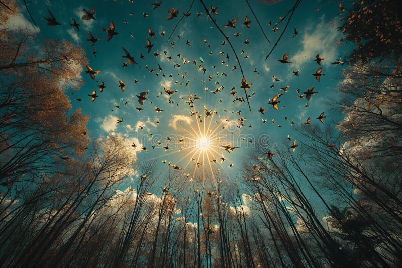 A Sun with Rays Shining from Above in the Blue Sky Stock Illustration ...