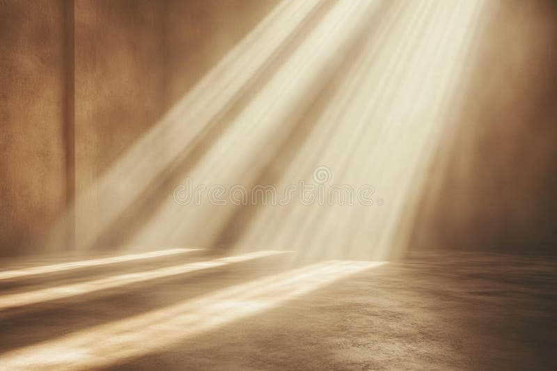 Sun Rays Shining through Opening in Ceiling Illuminating Dusty Concrete ...
