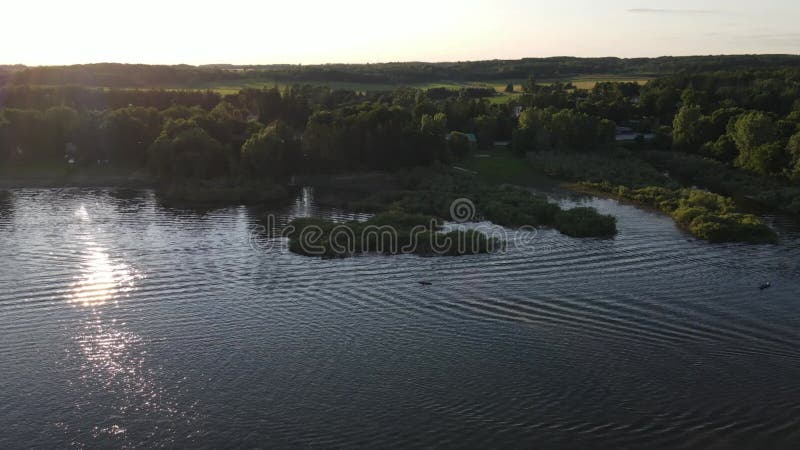 Sun Rays Shining on the River Surrounded by a Huge Forest Stock Footage ...