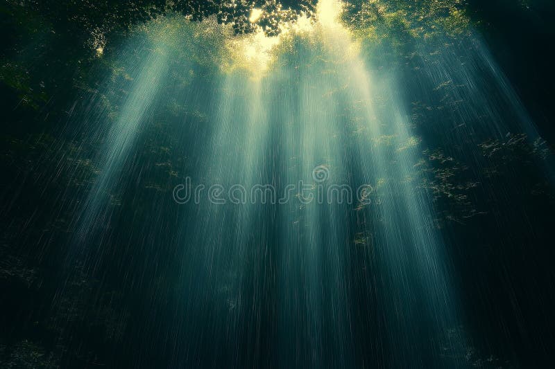 Sun Rays Shining through the Trees in the Forest. Beautiful Natural ...