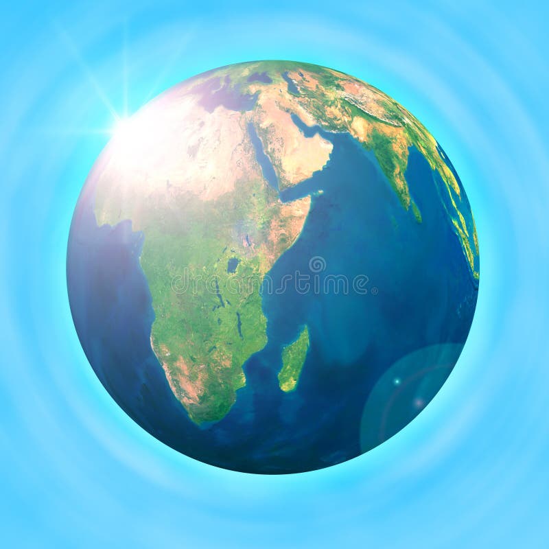 Sun Rays Shows Planet World and Worldwide Stock Illustration ...